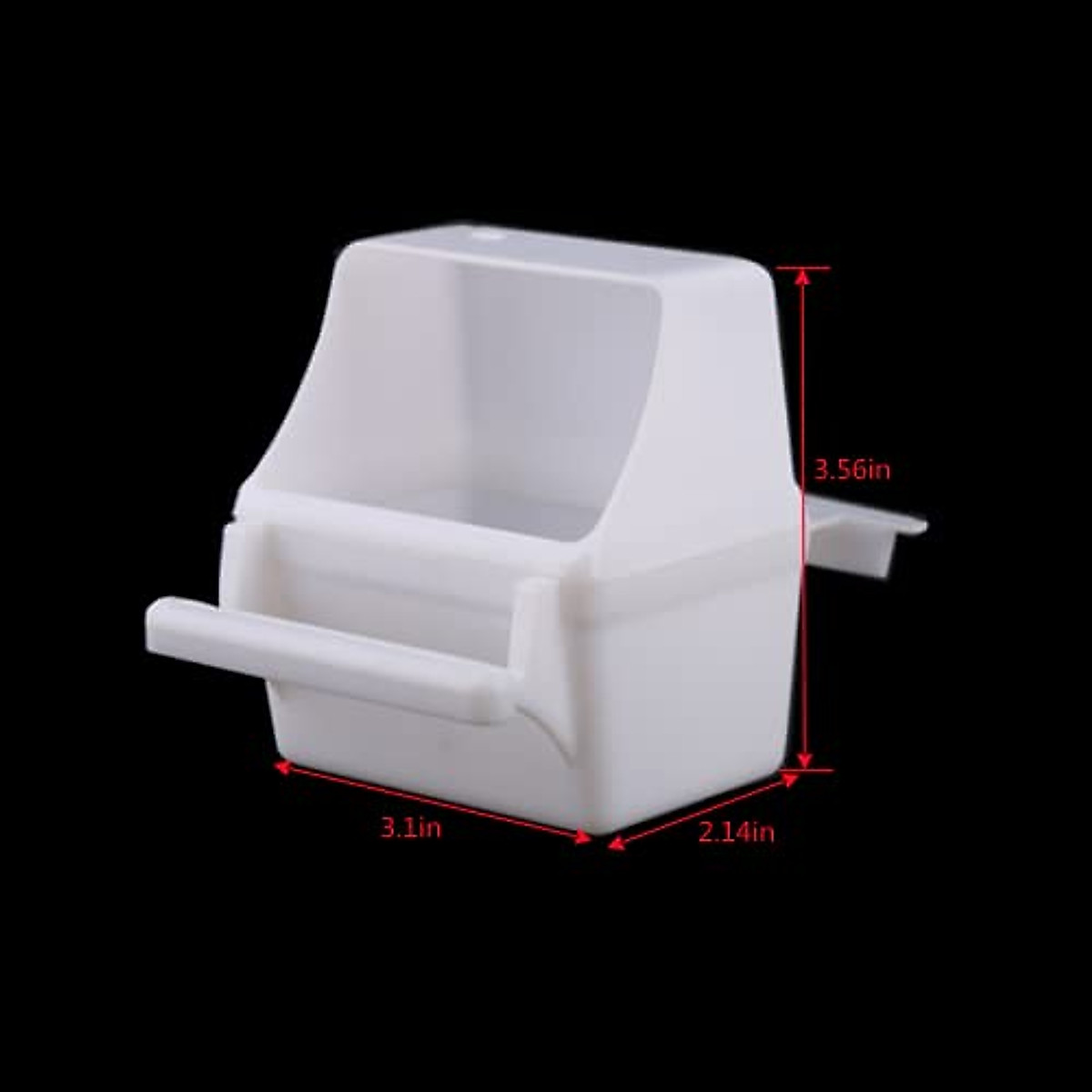 HONGYUNHX 2 Pcs Small Bird Slot Feeder Plastic Bird Water Dispenser Bowl No Mess Cage Hanging Feeder Cup Small Birds Cage accesory,White