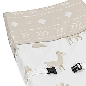 Sweet Jojo Designs Boho Llama Boy or Girl Baby Nursery Changing Pad Cover - Gender Neutral Beige Taupe Tan White Bohemian Southwest Watercolor Mountain Cactus Alpaca Farmhouse Animal Aztec Geometric