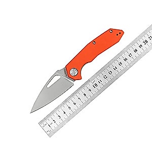 KUBEY Coeus KU122D 7.28" Thumb Open Pocket Knife, High Flat Ground Blade and Ergonomic G10 Handle Small Knife for Camping Hunting and Everyday Carry