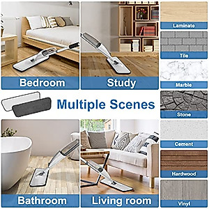 Spray Microfiber Mop for Floor Cleaning - Dust Dry Wet Mop with 4 Reusable Refillable Washable Chenille Mop Head Replacement Pads for Commercial and Home Kitchen Hardwood Laminate Vinyl Tile Floor Mop