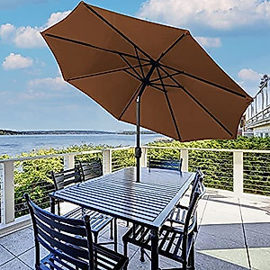 LOVE STORY 9ft Patio Umbrella Outdoor Garden Table Umbrellas with Tilt Adjustment and Crank 8 Ribs for Garden Deck Backyard Pool and Beach-Coffee