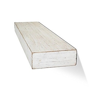 American Art Decor Floating Wall Shelf - Rustic Decor Shelves for Living Room, Bedroom, Kitchen, & Laundry Room - Farmhouse Wall Shelves (White, 3.25”x24.25 x 8.25”)