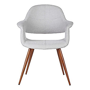 Armen Living Phoebe Mid-Century Modern Fabric Upholstered Dining Chair for Kitchen Table Office Desk Vanity, 24D x 25W x 33H Inch, Gray