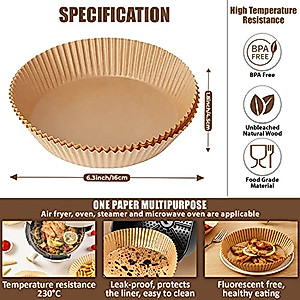 Air Fryer Disposable Paper Liner: Round Parchment Paper For Air Fryer Paper Oil-Proof, water-Proof Baking Paper for Air Fryer Steamer, Microwave & Easy Cleaning(100PCS 6.3in).