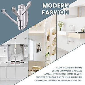 Suyar Brushed Nickel Bathroom Towel Hook, Solid Metal Robe Holder 3 Swivel Foldable Arms, Flexible Rotating Towel Hook for Hanging Coat Clothes, Wall Mounted