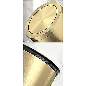 Black Bathroom Trash can with lids, Gold Trash can,Office Trash can,Garbage can with a lid for Bedroom,Living Room,Kitchen (Black with Silver Lid)