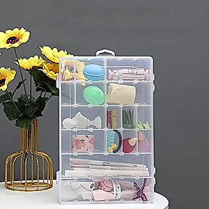 PRTTY 4 Pack 36 Grids Plastic Organizer Box Crafts Storage Beads Organizer with Adjustable Dividers,Jewelry Storage Box with 400pcs Label Stickers,for Fishing Tackles,Beads,Jewelry,Rock Collection.