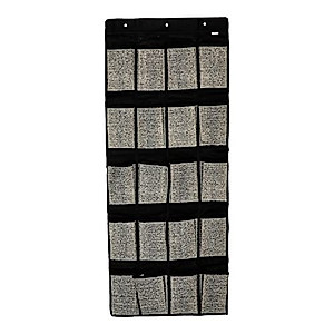 Simplify 20 Pocket Over The Door Hanging Shoe Organizer, Closet Storage, Space Saver, Breathable Material Keeps Dust & Odors Away, Black