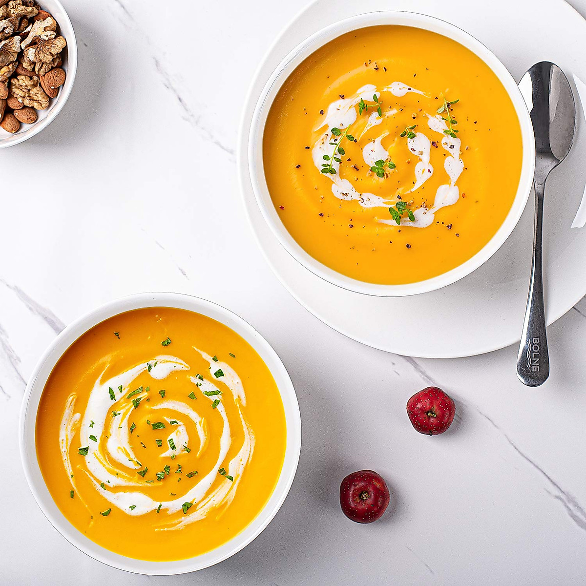 DELLING 22 Oz Ceramic Soup Bowls Set, 6.6" White Porcelain Mixing Bowls, Large Serving Bowls for Kitchen, Cereal, Snack, Rice, Pasta, Salad, Oatmeal, Set of 3, Microwave and Dishwasher Oven Safe