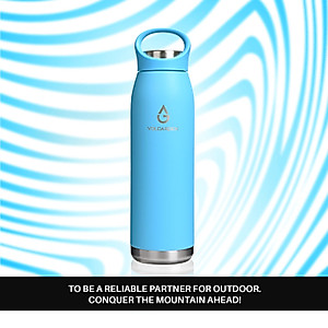 VOLCAROCK Insulated Water Bottle 24oz (710ml), Double Wall Stainless Steel Water bottle Durable Vacuum Flask Leakproof Non-sweat, Keep Cold 24H & Hot 12H