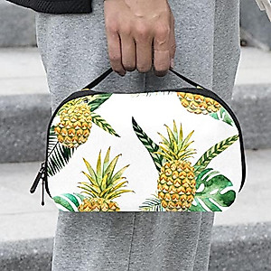 Travel Cord Organizer, Tech Organizer, Electronics Organizer, Cable Organizer Bag, Tropical Fruit Pineapple Palm Leaves Modern