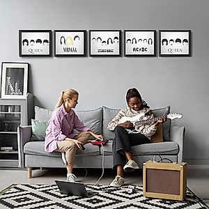 Rock Bands- Silhouette Music Wall Decor Prints, AC DC-Beatles-Queen-Nirvana-Scorpions. Ideal for Home Decor, Studio Decor, Bar or Man Cave Decor. Perfect Gift For Music Fan! Unframed-10x8"(5-PK)