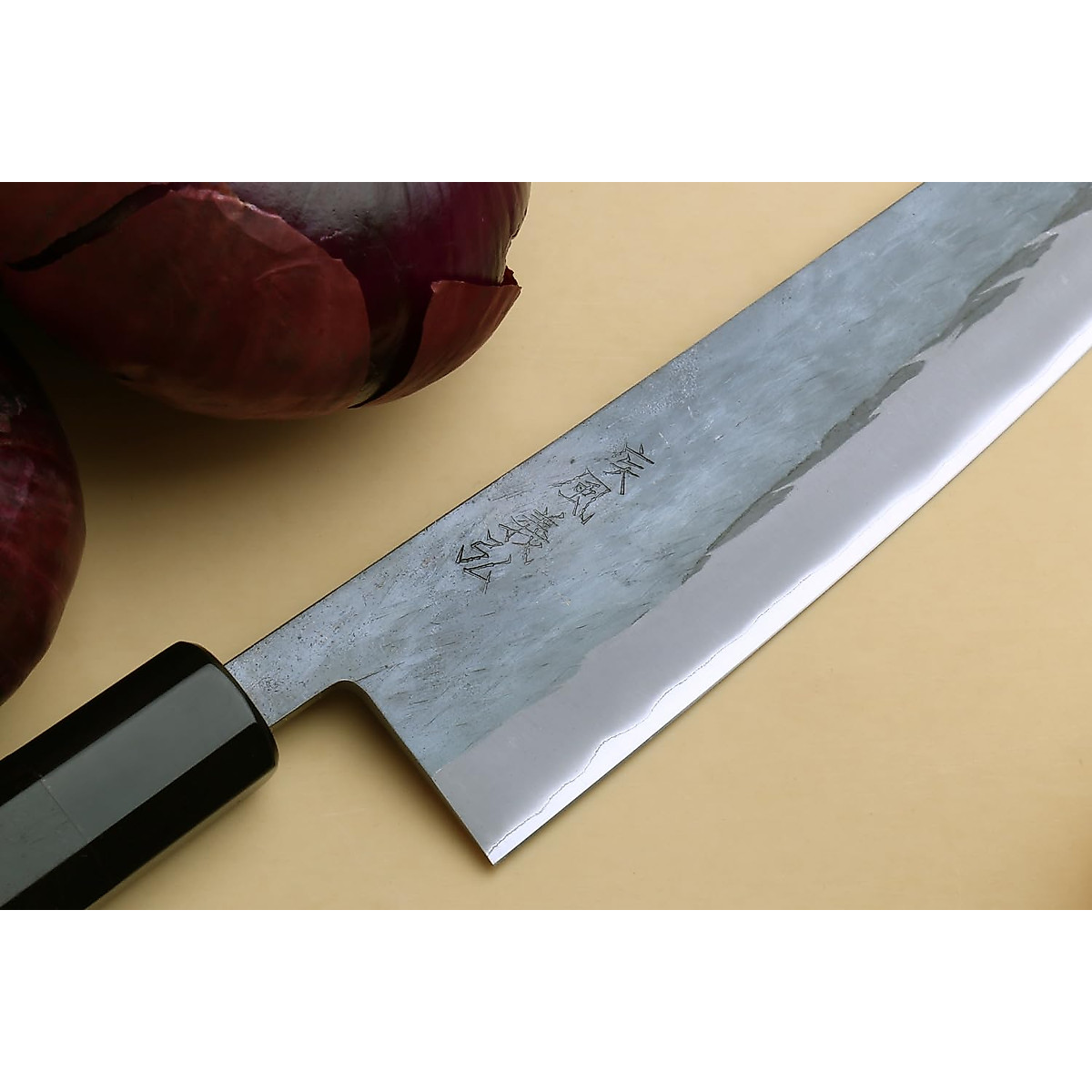 Yoshihiro Kurouchi Black-Forged Blue Steel Stainless Clad Gyuto Chefs Knife Ebony Handle (9.5'' (240mm) & No Saya)