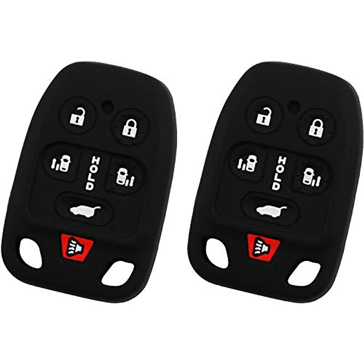 KeyGuardz Keyless Remote Car Key Fob Outer Shell Cover Soft Rubber Case 6 Button for Honda Odyssey N5F-A04TAA (Pack of 2)