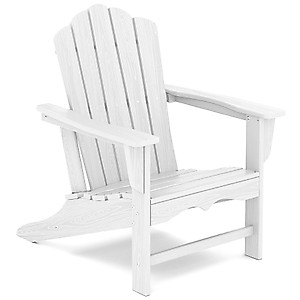 KINGYES HDPE Adirondack Chair, Classic All-Weather Outdoor Patio Adirondack Chair, White
