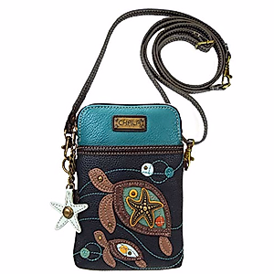 Chala Group Handbags Turtles Cellphone Crossbody Purse, Navy/Teal