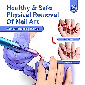 Saviland Portable Electric Nail Drill - 20000 RPM USB Electric Nail File with 7 Nail Drill Bits & 51 Sanding Bands for Nail Prep Acrylic Nails Dip Nails Gel Nails Home Salon Use, Blue-Violet Gradient