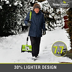 SnapFresh 20V Snow Shovel Cordless,12” Electric Snow Thrower kit,Adjustable Handle, Directional Plate, Handheld Battery Powered Snow Thrower for Driveway Clearing,4.0Ah Battery & Fast Charger Included