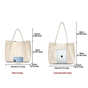 FOXLOVER Women's Soft PU Leather Tote Bag for Women Big Capacity Shoulder Bag Ladies Top Handle Satchel Handbags and Purse (White)