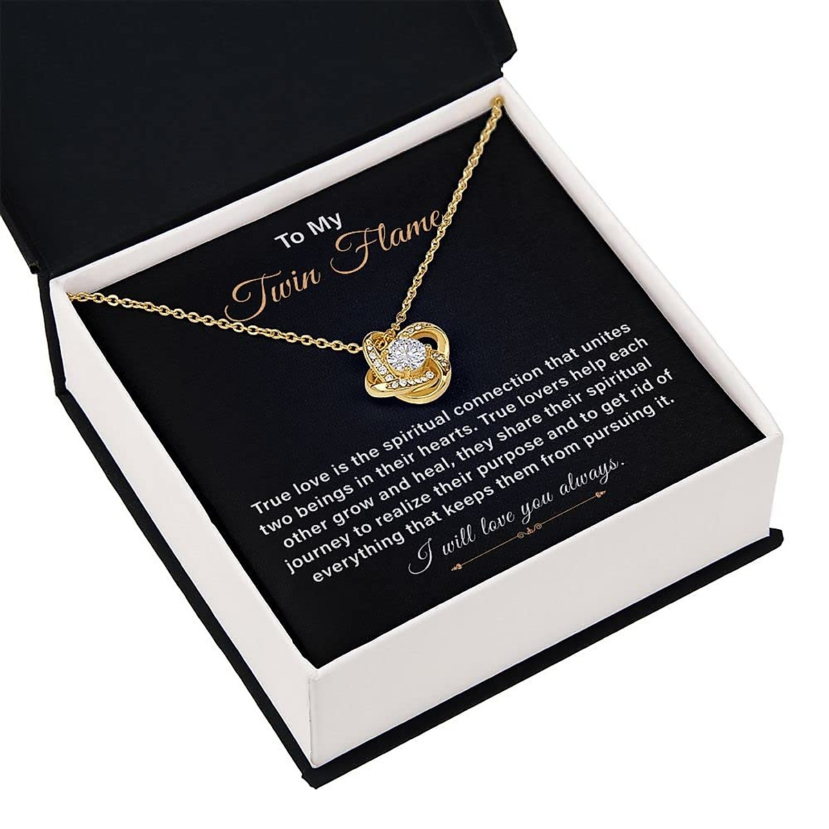 Jewelayer To My Twin Flame Love Knot Necklace, Twin Flame Spiritual Gift Present For Twin Flame, Twin Flame Gift Necklace To Girlfriend/Soulmate Twin Flame Jewelry