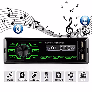 Single Din Car Stereo Receiver with Touch Screen, Car MP3 Multimedia Player USB/SD/AUX Input, Car Audio Bluetooth and Hands-Free Calling,FM Radio,Built-in Microphone,with Double USB Port