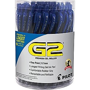 PILOT® G2 Premium Retractable Gel Ink Pens, Fine/Medium Point, 0.7 mm, Gray/Silver Barrel, Blue Ink, Pack Of 36 Pens