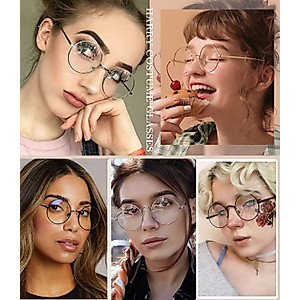 Dollger Retro Round Glasses Harry glasses Circle Clear Lens Non-Prescription Glasses for Men Women Fashion Metal wire Frame Black