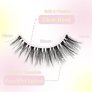 Veleasha Lashes 5D Faux Mink Lashes 100% Handmade Luxurious Fake Eyelashes Lightweight Fluffy False Eyelashes 5 Pairs Pack (G2)