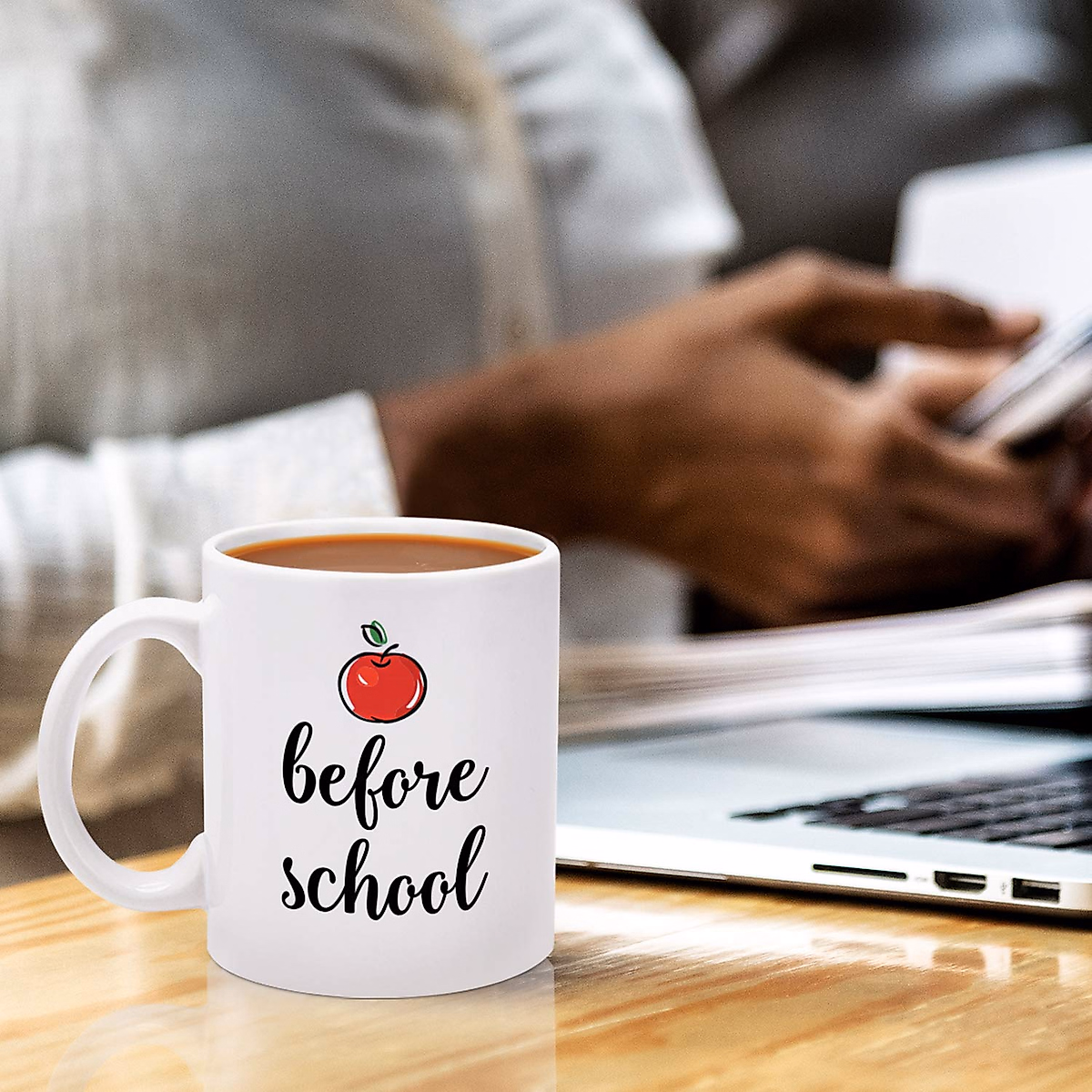 Qtencas Before School After School Teacher Coffee Mug and Wine Tumbler Set, Funny Idea for Teachers, Teacher Appreciation from Students, 12 Oz Insulated Stainless Steel Tumbler 11 Oz Coffee Mug