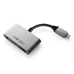 MINIX NEO C-HAGR, USB-C 3.5mm Audio Jack Adapte with to 4K @ 60Hz Display Output, Multi OS Support macOS, iPadOS, Android OS and Windows OS. Space Gray