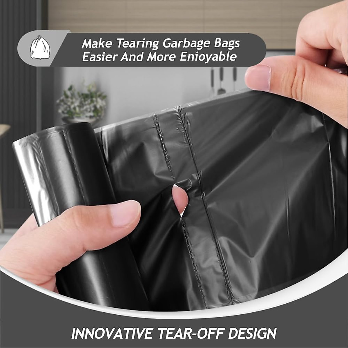 8 Gallon 40 Counts Strong Medium Trash Bags Garbage Bags by Teivio, Bathroom Trash Can Bin Liners, Plastic Bags for home office kitchen, Black