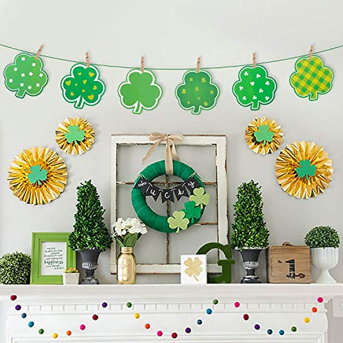 36 Pcs Shamrocks Clover Cut-Outs for St. Patrick's Day Classroom Party Decoration