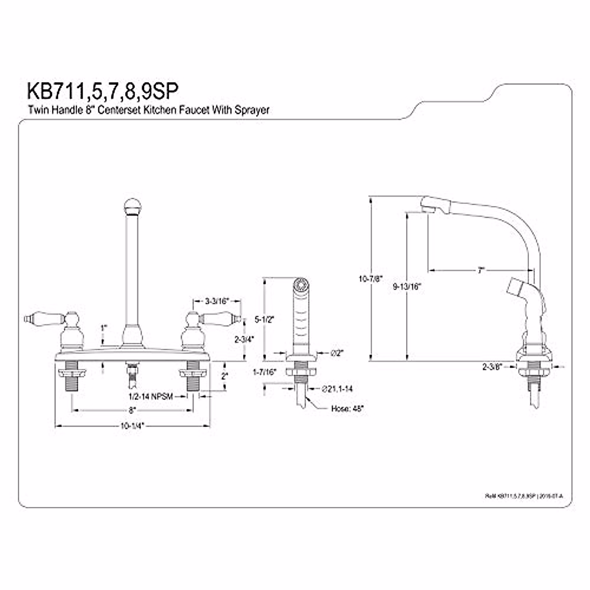 Kingston Brass KB711SP Victorian 8" Centerset Kitchen Faucet, Polished Chrome