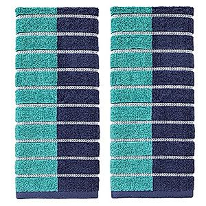 SKL Home by Saturday Knight Ltd. Colorblock Stripes Hand Towel (2-Pack),Teal