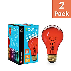 Xtricity A19 Incandescent Colored Light Bulb, 60W, E26 Medium Base, 130V, Red (2 Pack)