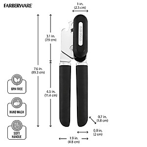 Farberware Pro Soft Knob and Handle Can Opener and Bottle Opener, Black