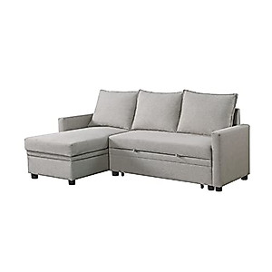 Devion Furniture Andy Sectional Sleeper Sofa Bed, Light Gray