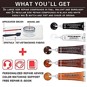Brown Leather Repair Kits for Couches - Vinyl and Leather Repair Kit -Leather Paint- Leather Scratch, Tears & Burn Holes Repair for Refurbishing Upholstery, Couch, Boat, Car Seats - Leather Dye Brown