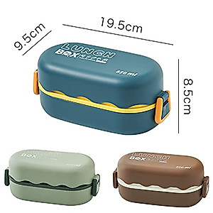 Lopeceal Bento Box Adult Lunch Food Box Double Layer Snap Buckle Design Lunch Containers Microwave Heating Large Capacity Food Grade Compartment Coffee