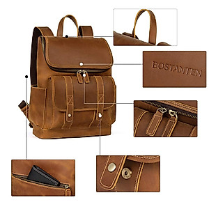 BOSTANTEN Leather Backpack 15.6 inch Laptop Backpack bundle Mens Belts