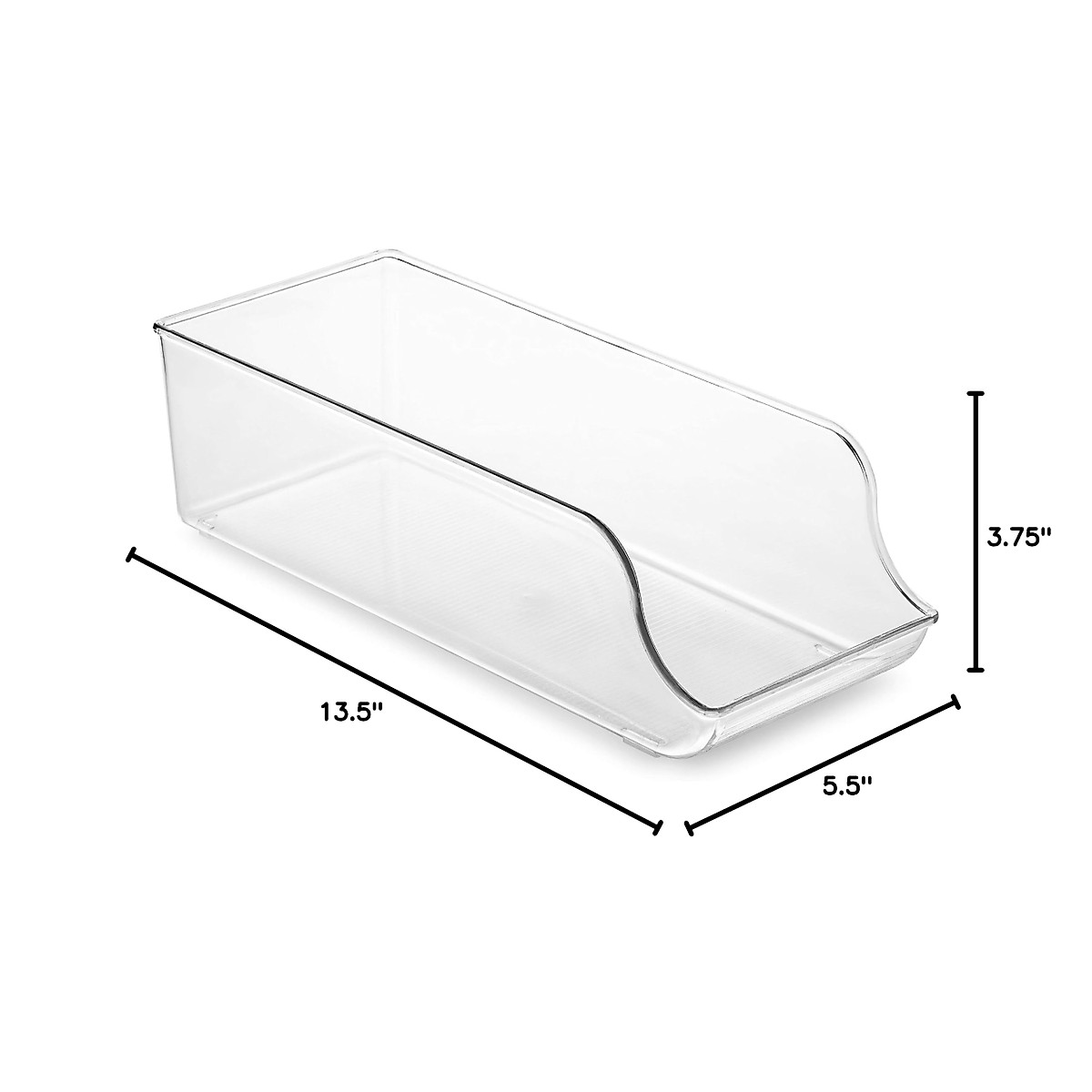 Set Of 6 Refrigerator Organizer Bins - Stackable Fridge Organizers for Freezer, Kitchen, Countertops, Cabinets - Clear Plastic Pantry Storage Racks