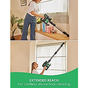 Vactidy Cordless Vacuum Cleaner, Lightweight Stick Vacuum with 20Kpa Suction, Detachable Battery, Max 35mins Runtime, 6 in 1 Handheld Vacuum Cordless for Hard Floor Carpet Pet Hair