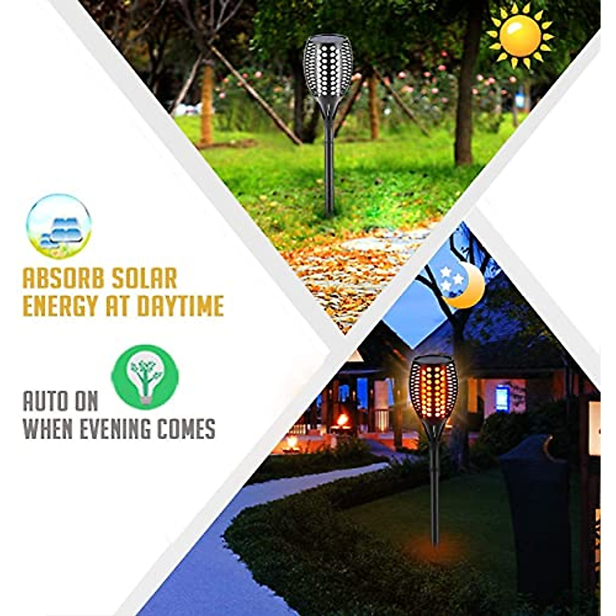 Aityvert Upgraded Larger Solar Torch Lights, Waterproof Outdoor Dancing Flames Lights, Flickering Flames Garden Lights, Landscape Decoration Pathway Patio Lights 43" 96 LED (6)