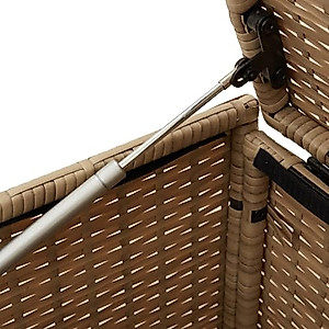 GOLINPEILO 74.8 Gal Outdoor Storage Box, Patio Rattan Deck Box, Wicker Storage Bin Deck Box, Poly Rattan Patio Storage Chest with Hinged Lid for Cushions, Pillows, 47.2"x19.7"x22" Mix Beige