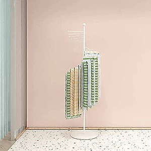 Commercial Metal Iron Scarf Rack,Freestanding Spiral Scarf Hanger Tie Organizer Holder,Belt Suit Pants Jewelry Women Closet Display Stand,Space Saving(Size:42x170cm,Color:Wite)