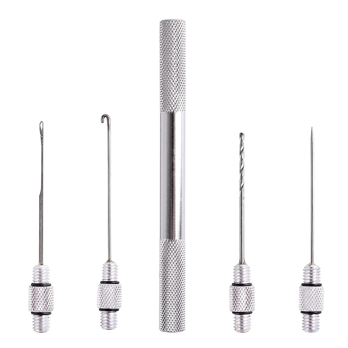 sknsalfew Carp Fishing Rigging Bait Needle Tool Set, 5-in-1 Carp Fishing Tackle Kit, Bait Boilie Drill Stringer Needle with Nonslip Aluminum Alloy Handle