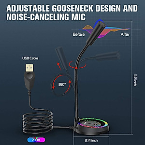 BENGOO USB Microphone for Computer, GM-01 PC Microphone, Mute & Volume Control, Plug and Play, Gaming Microphone for PC Desktop PS4 Laptop Mac Windows Recording Conference YouTube Streaming Twitch