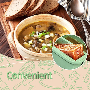 KEVJES Silicone Soup Freezer Cube Container with lid-Easy Meal Prep Container-Leftover Food Storage-Freeze&Store Soup Broth,Sauce,Leftovers-Green-2Pack