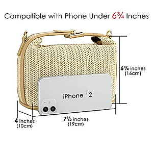 Linkidea Straw Shoulder Bag, Woven Clutch Crossbody Bag, Casual Summer Beach Sea Handbag for Women