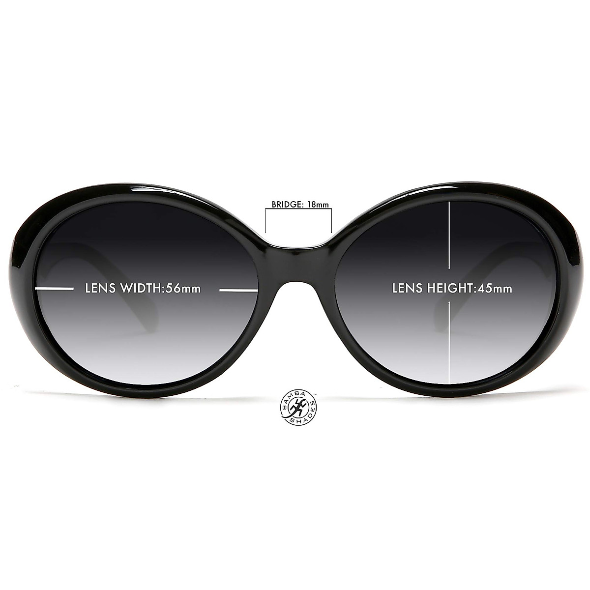 SAMBA SHADES Women's Sunglasses Polarized Lens Oversized Frame Retro Audrey Hepburn Style Black